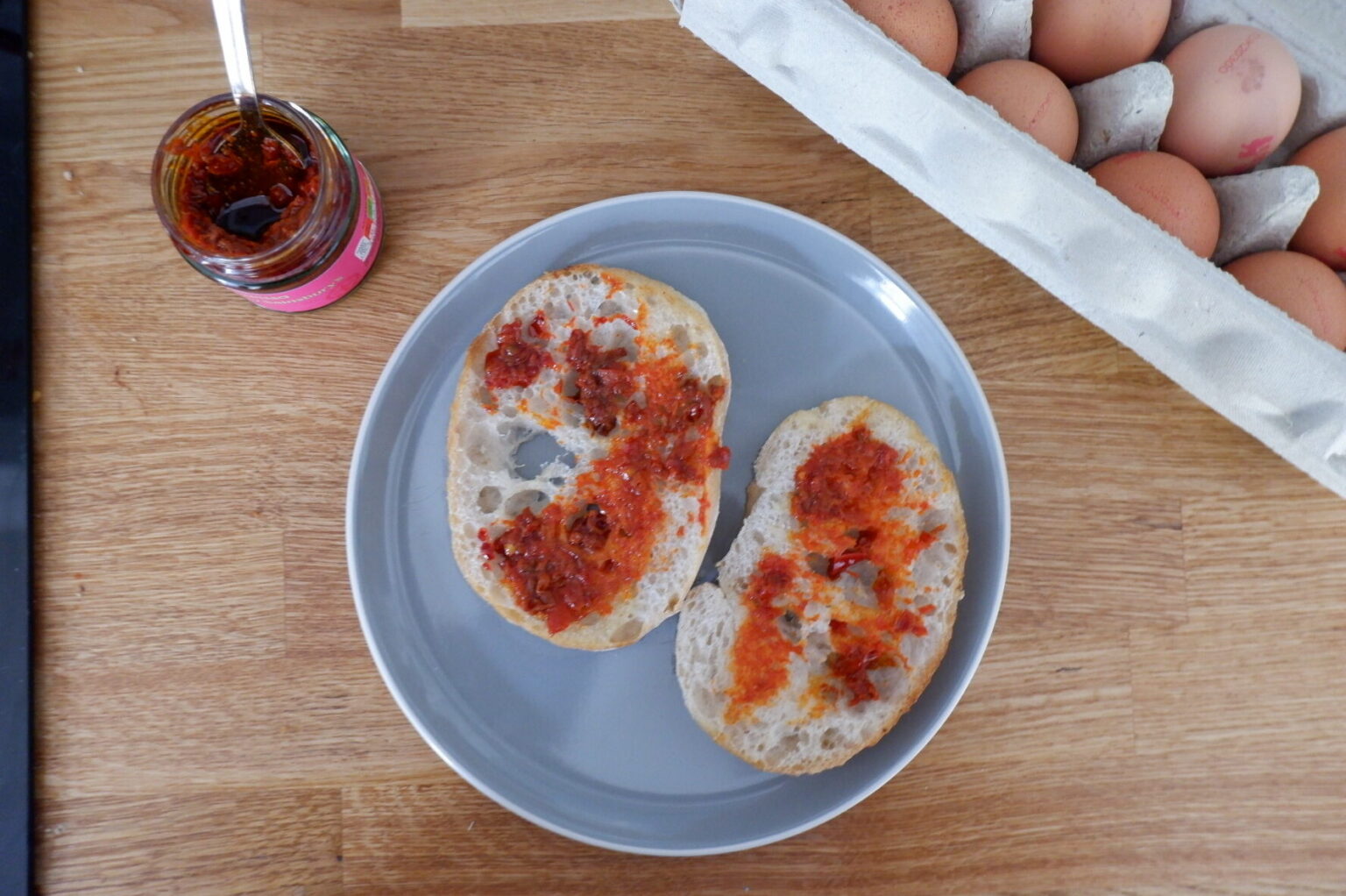Harissa Fried Eggs | Slapdash Cooking