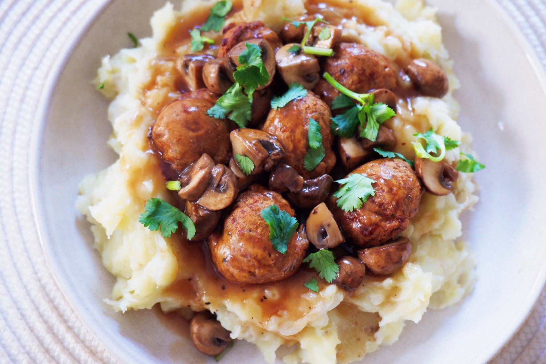 Veggie Meatballs with Mash | Slapdash Cooking